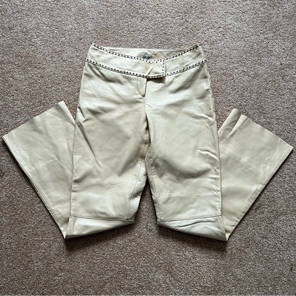 Cache | Pants & Jumpsuits | Vintage 9s Cream Cache Leather Pants | Poshmark